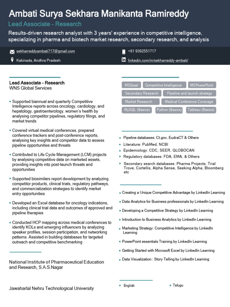 Competitive Intelligence Analyst Resume | PDF | Information Science