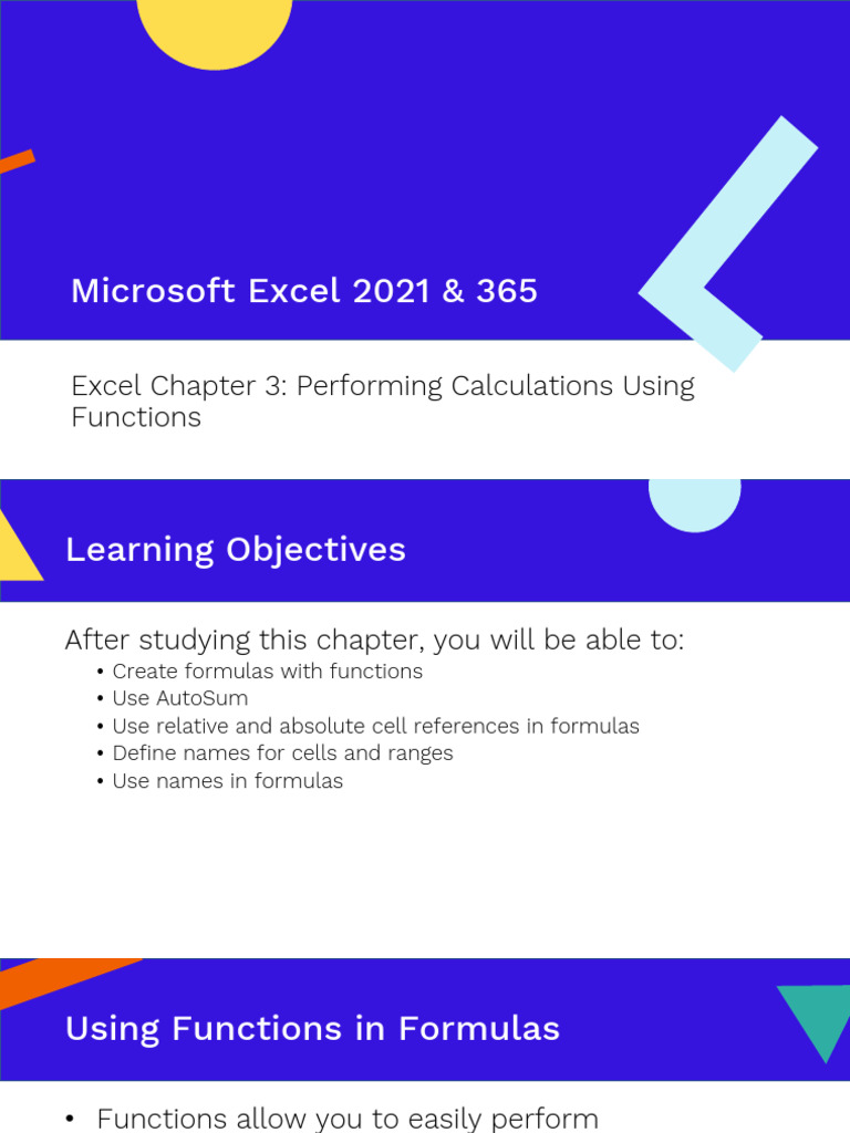 Microsoft Excel 2021 & 365: Excel Chapter 3: Performing Calculations ...
