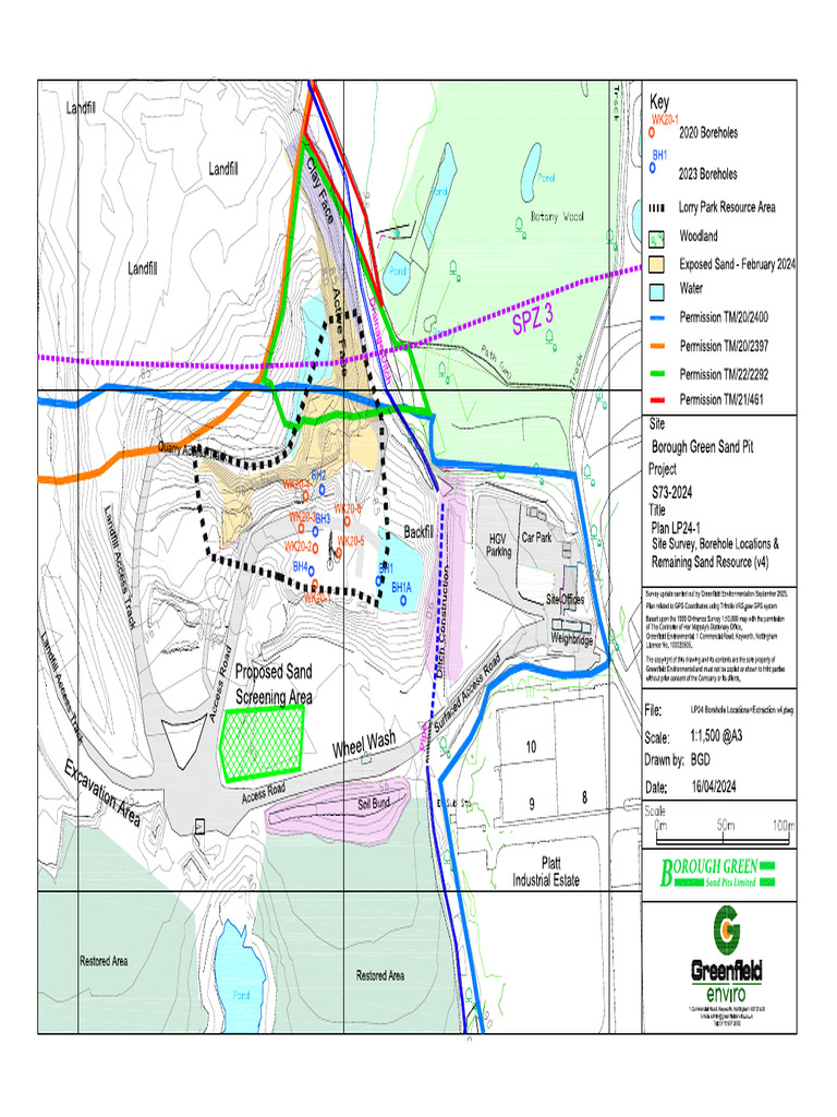 Plan LP24-1 - Site Survey Borehole Locations Remaining Sand Resources ...