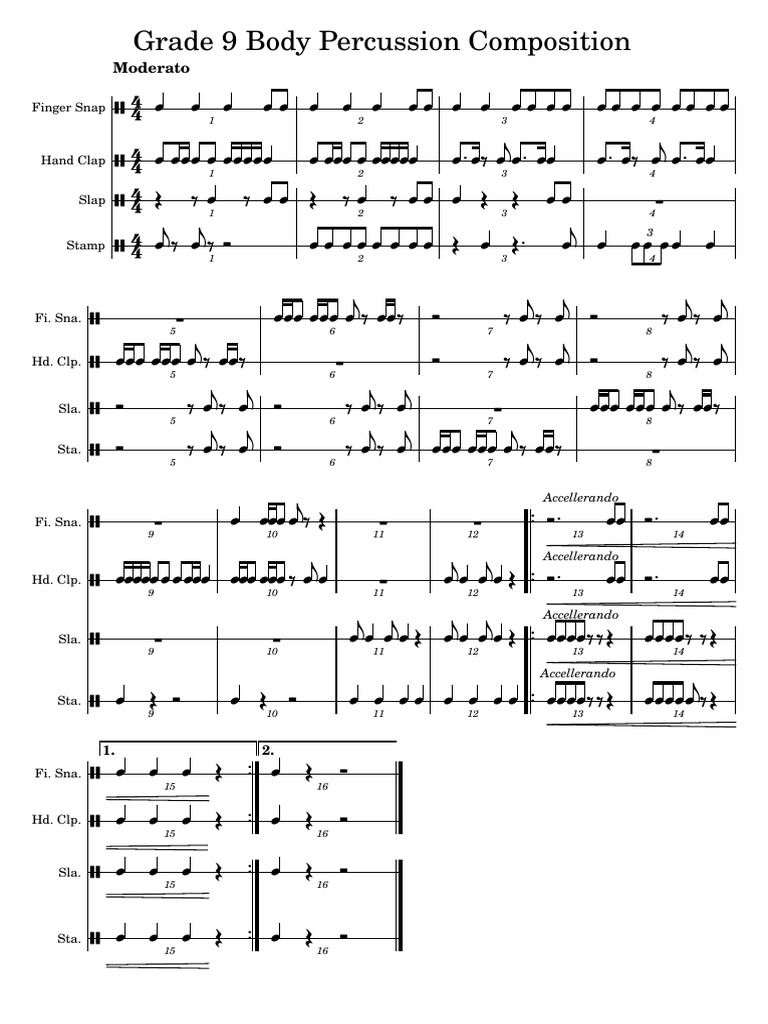 Grade 9 Body Percussion Guide | PDF