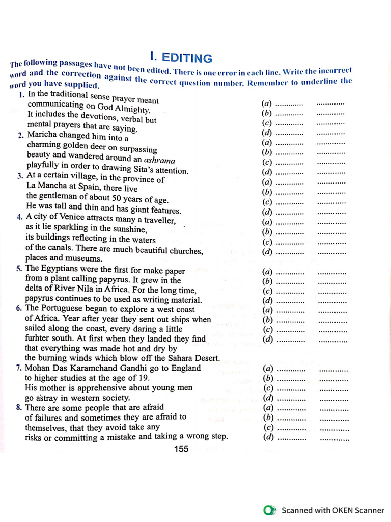 Editing Practice Worksheet | PDF