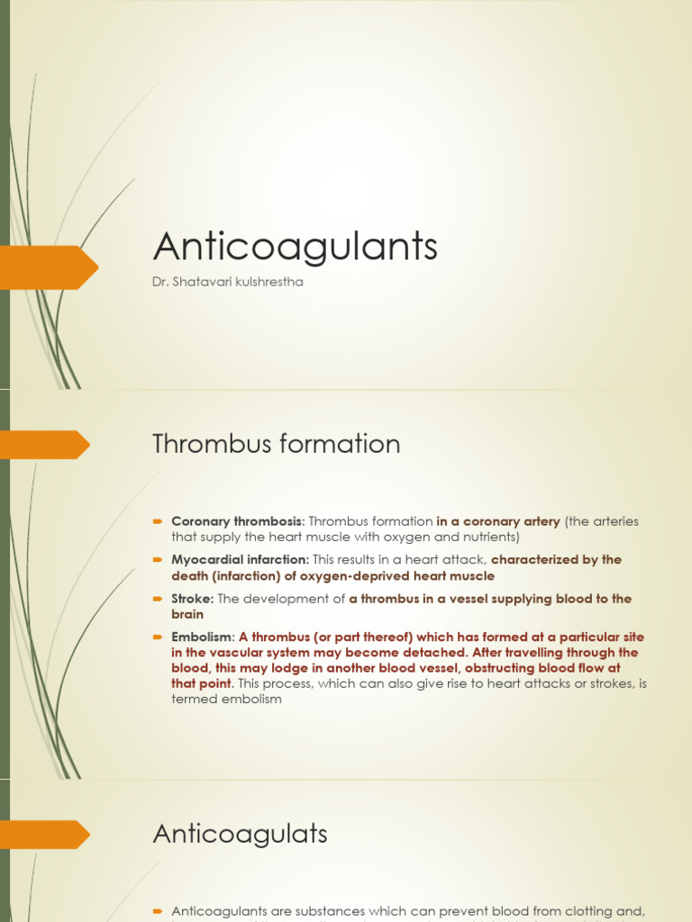 14. Anticoagulants | PDF | Coagulation | Thrombus