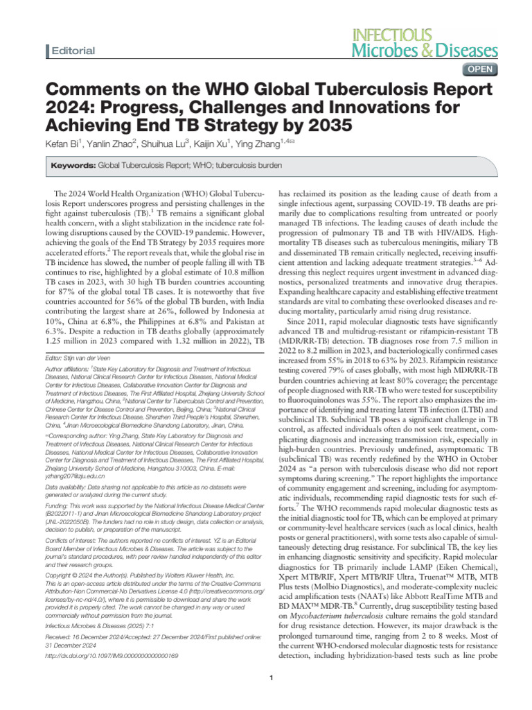 WHO 2024 TB Report: Progress & Challenges | PDF | Tuberculosis | Infection