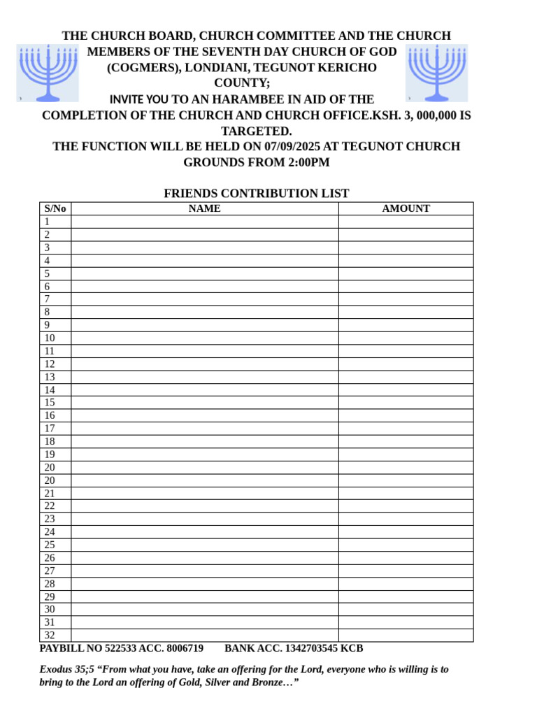 Fundraiser for Seventh Day Church Completion | PDF