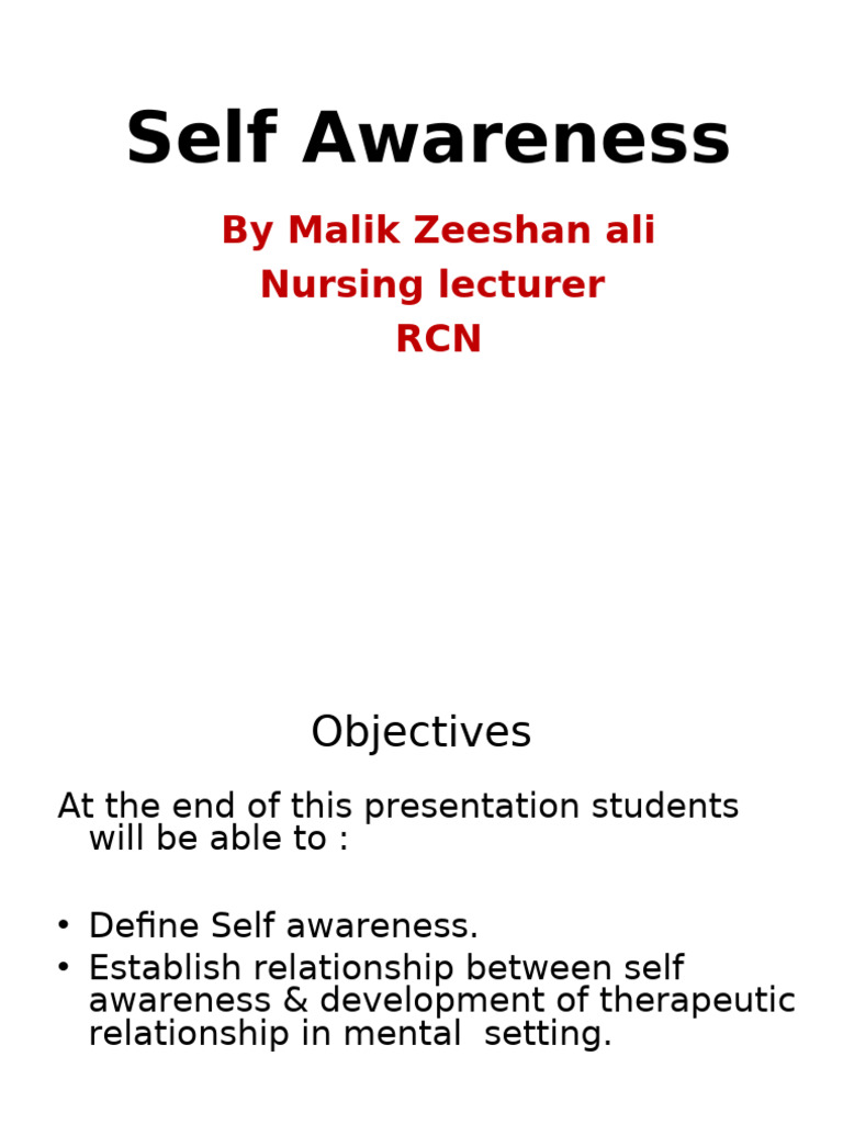 (02c) SelfAwareness Presentation | PDF | Self Awareness | Information