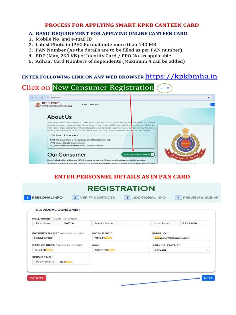 Canteen Card Apply Process | PDF
