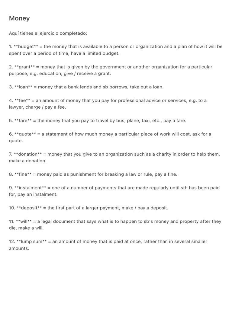Money Nouns | PDF