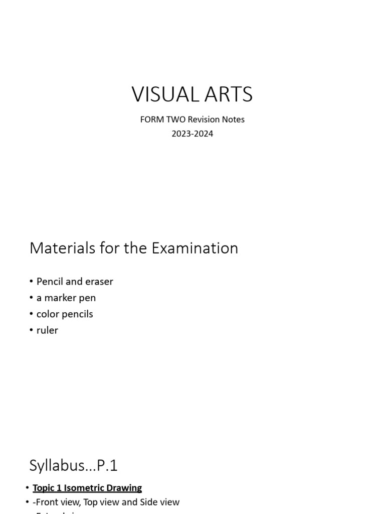 F2 Visual Arts Revision Notes 2024 | PDF | Drawing | Paintings