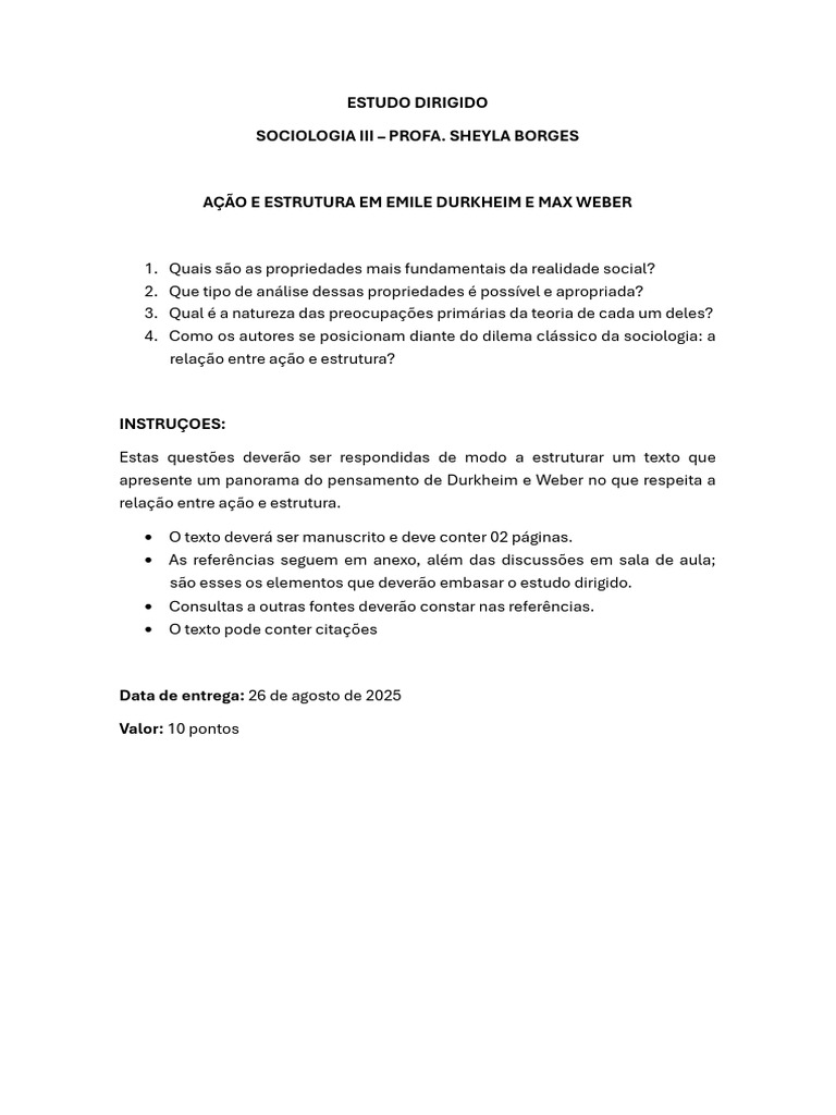 ESTUDO DIRIGIDO - AÇAO E ESTRUTURA | PDF