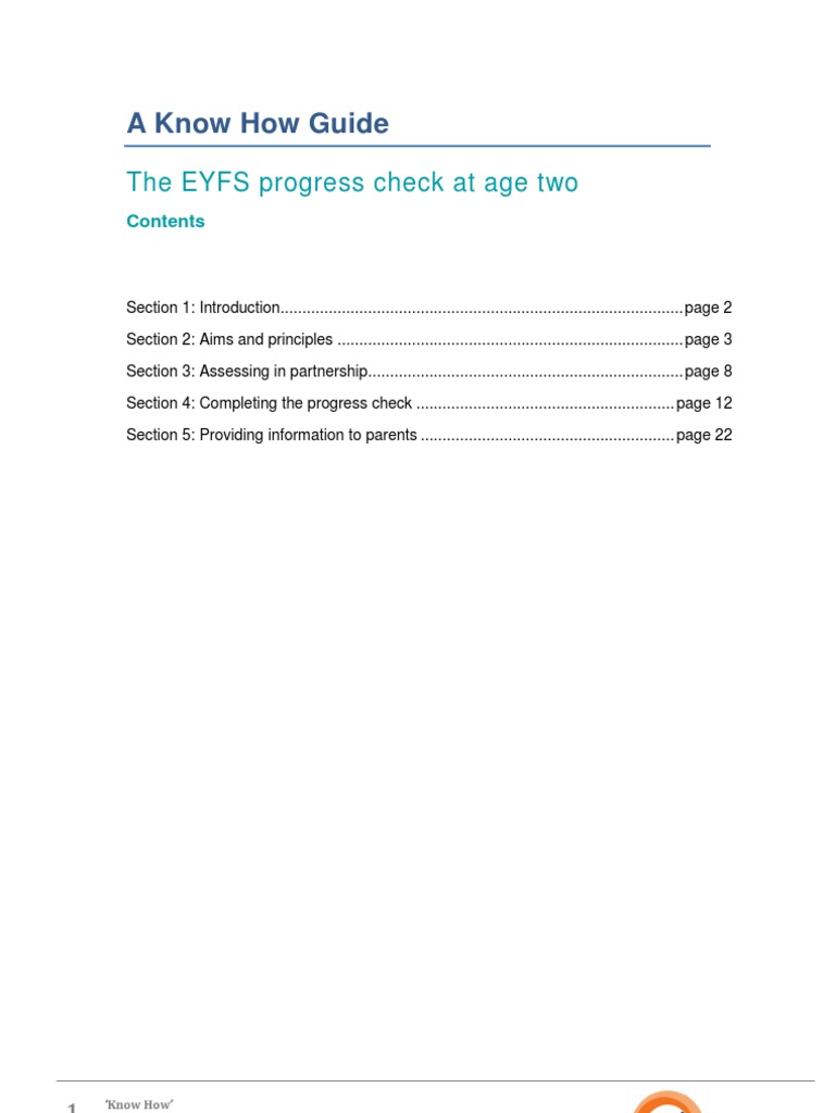 A Know How Guide: The EYFS Progress Check at Age Two | PDF | Special ...
