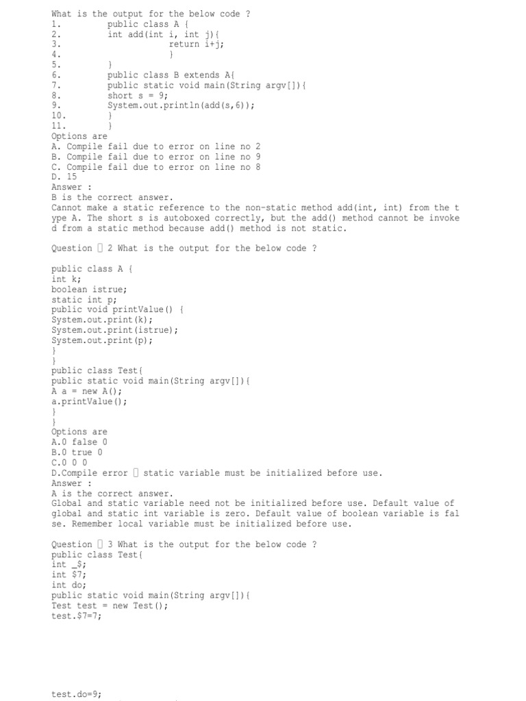 Scjp Pdf Method Computer Programming C Programming Language