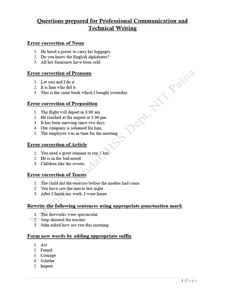 Remedial Exercises in English Grammar | PDF | English Language ...