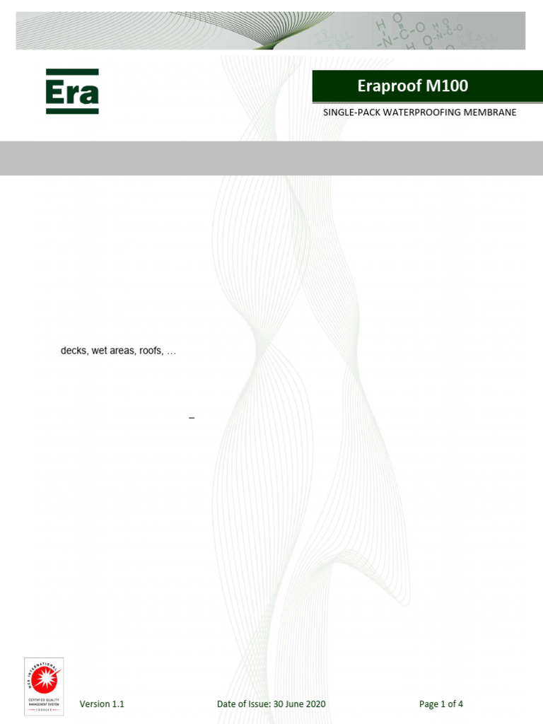 Eraproof M100 Waterproofing Membrane | PDF | Materials | Physical Sciences