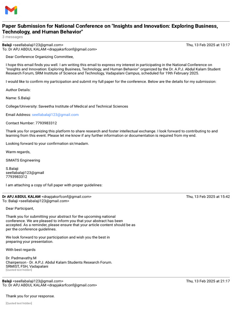Conference Paper Submission Confirmation | PDF