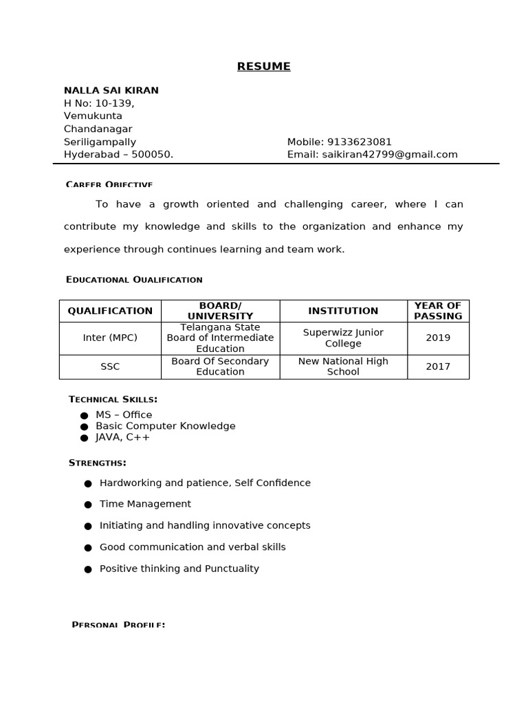 Sai Kiran Updated Resume | PDF