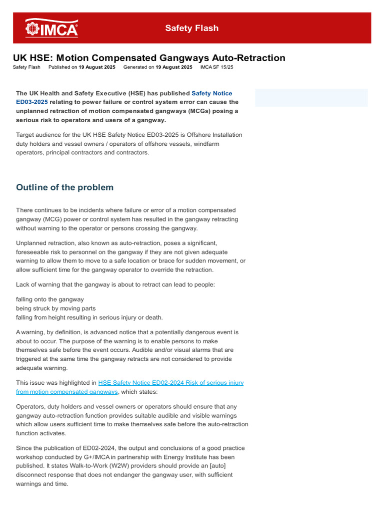 HSE Safety Notice on Gangway Risks | PDF | Safety