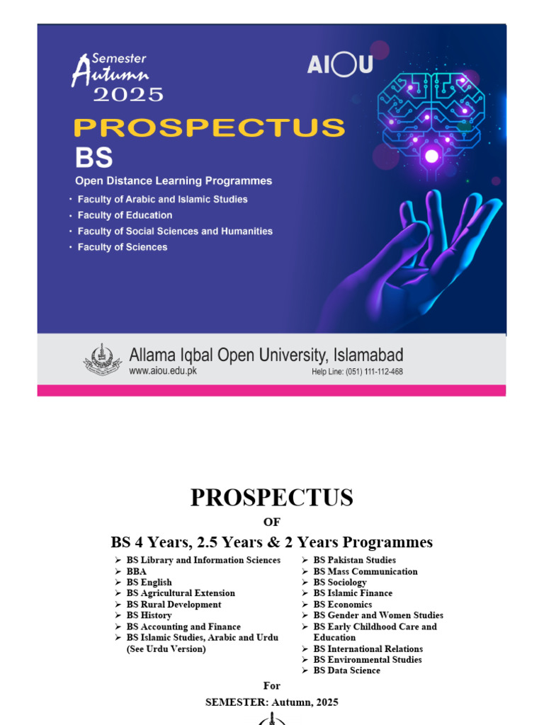 Full BS ODL Prospectus 17072025 | PDF | University And College ...