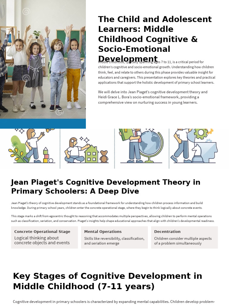 The Child and Adolescent Learners Middle Childhood Cognitive and Socio Emotional Development ...