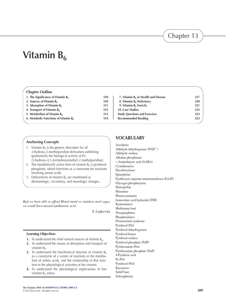 Understanding Vitamin B6 Functions | PDF | Transaminase | Cofactor ...