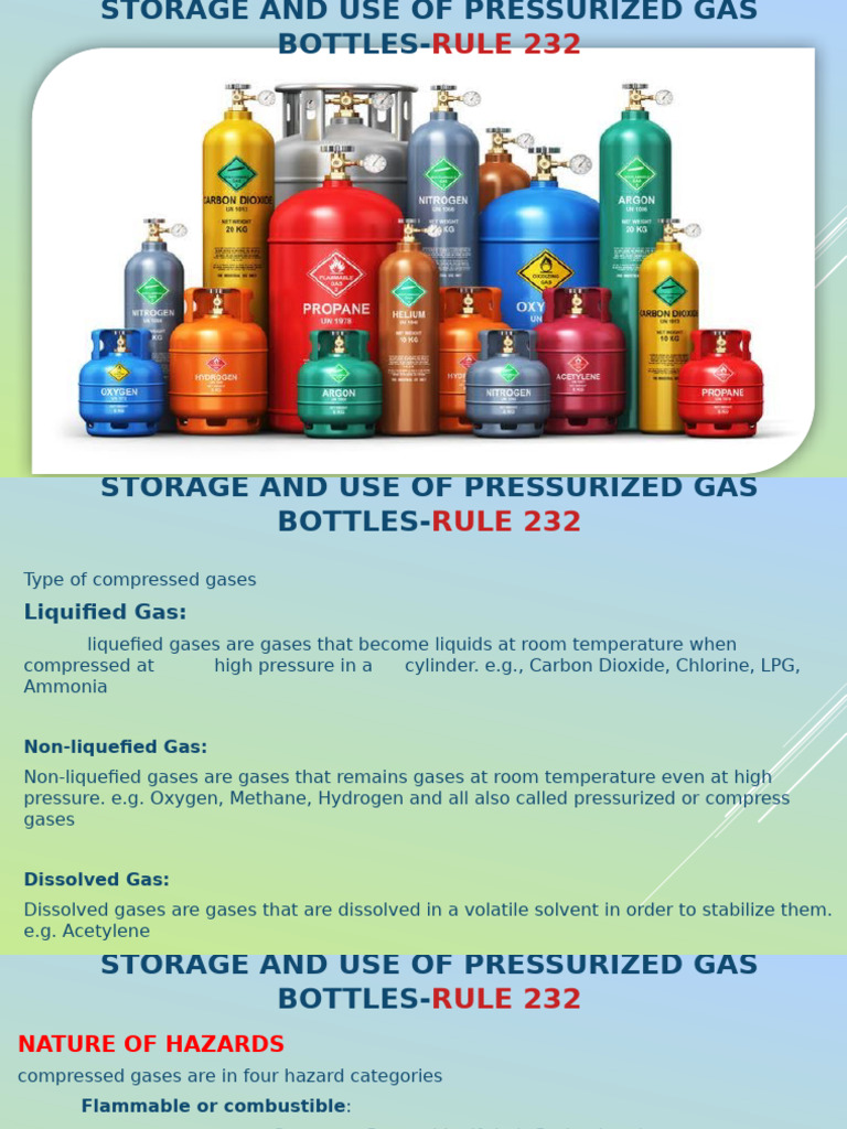 Pressurized Gas Bottle Safety Guidelines | PDF | Gases | Liquefied ...