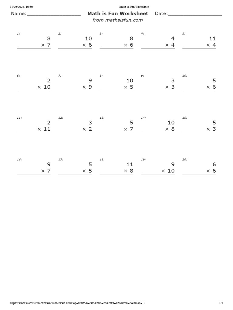 Multiplication Worksheet 1-10 | PDF