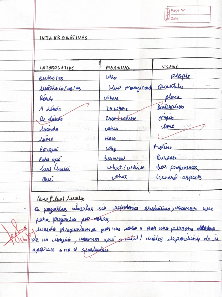 Spanish Work Part 1 | PDF