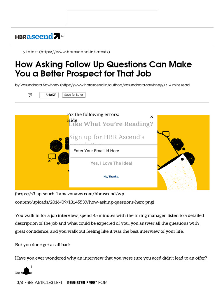 Effective Follow-Up Questions in Interviews | PDF | Recruitment ...