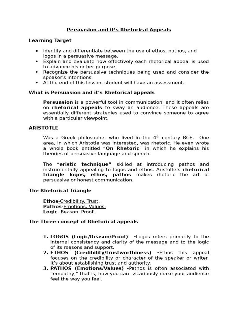 Understanding Rhetorical Appeals | PDF | Rhetoric | Public Speaking