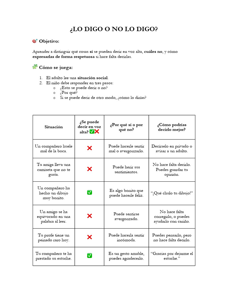 Lo Digo o No Lo Digo | PDF