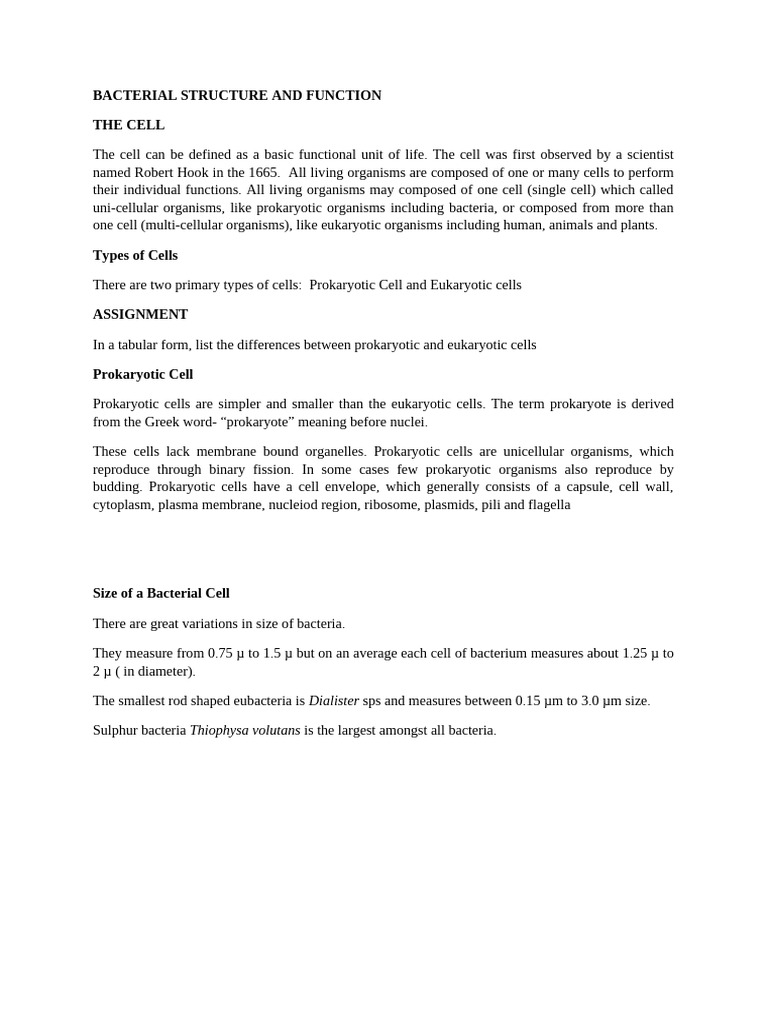 Bacterial Structure and Function | PDF | Cell (Biology) | Ribosome