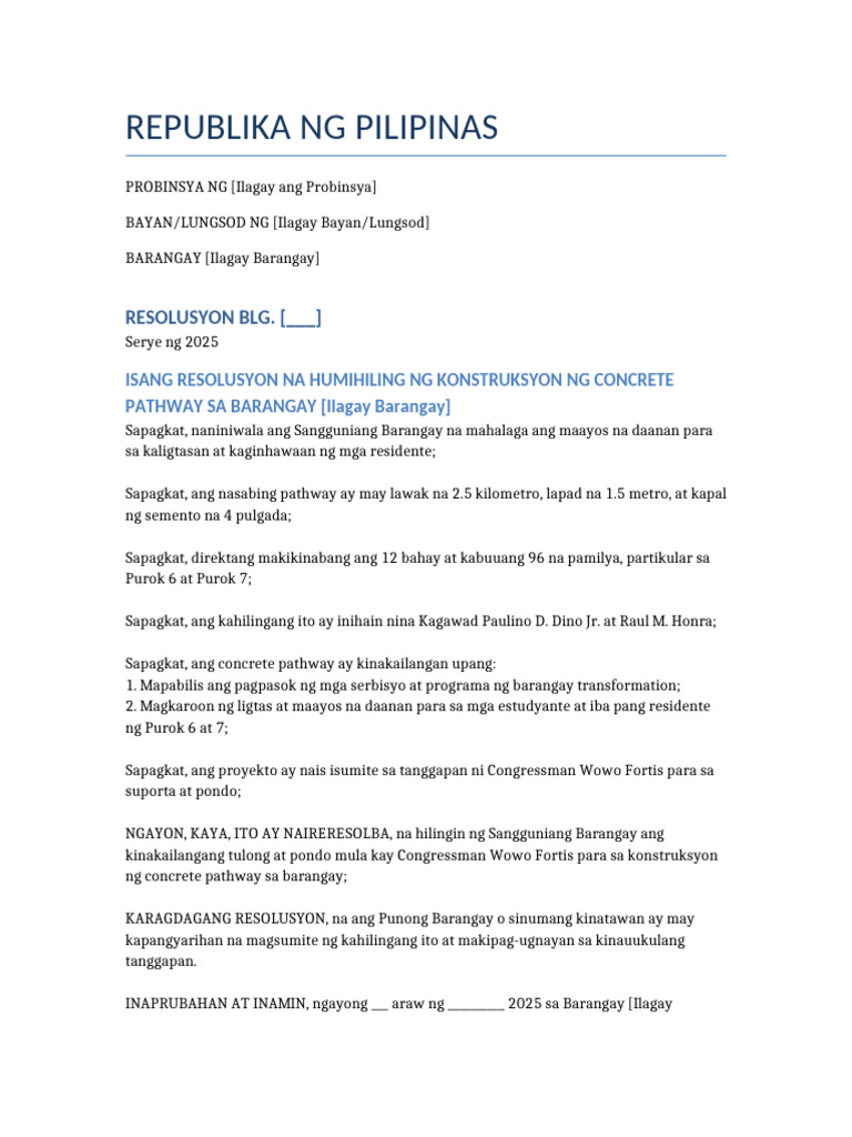 Barangay Resolution Pathway | PDF