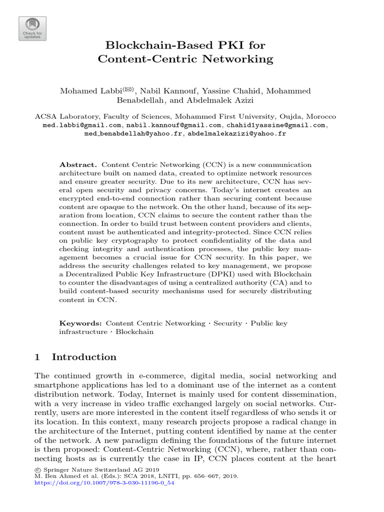 Blockchain-Based PKI For Content-Centric Networking | PDF | Public Key Cryptography | Computer ...