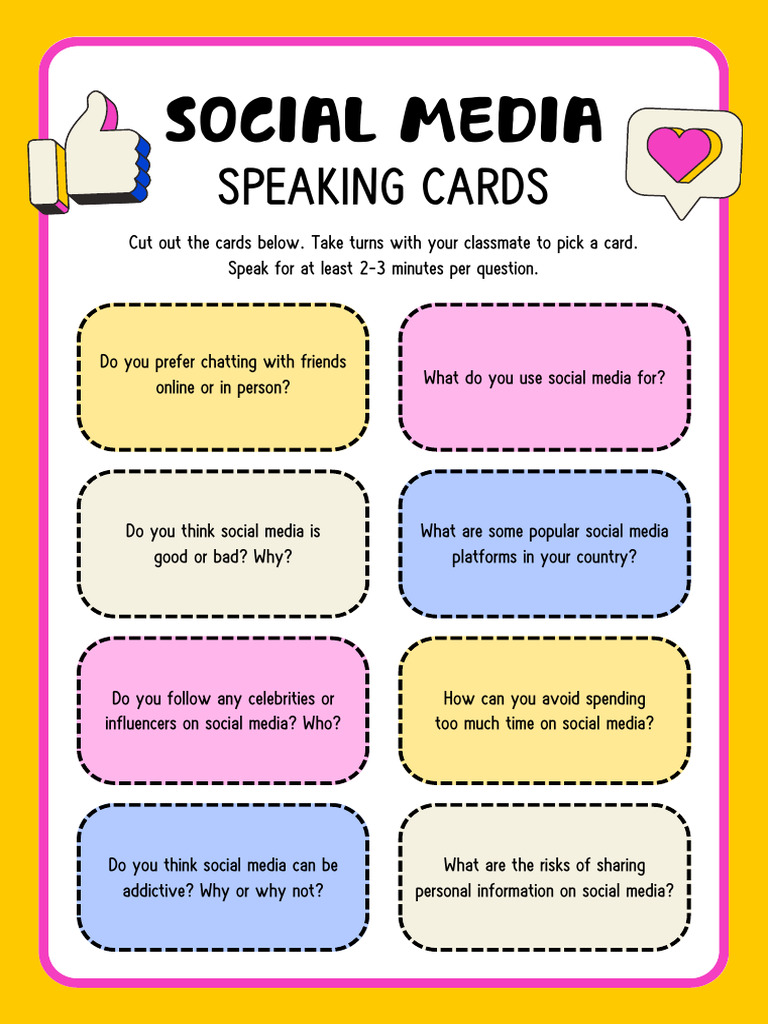 Social Media Speaking Cards Template in Orange Pink Simple Style | PDF