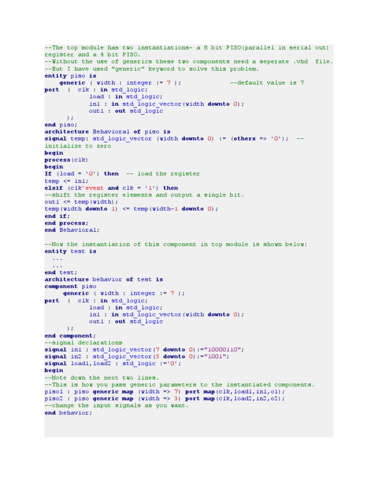 Generic Component VHDL | PDF | Parameter (Computer Programming) | Software Development