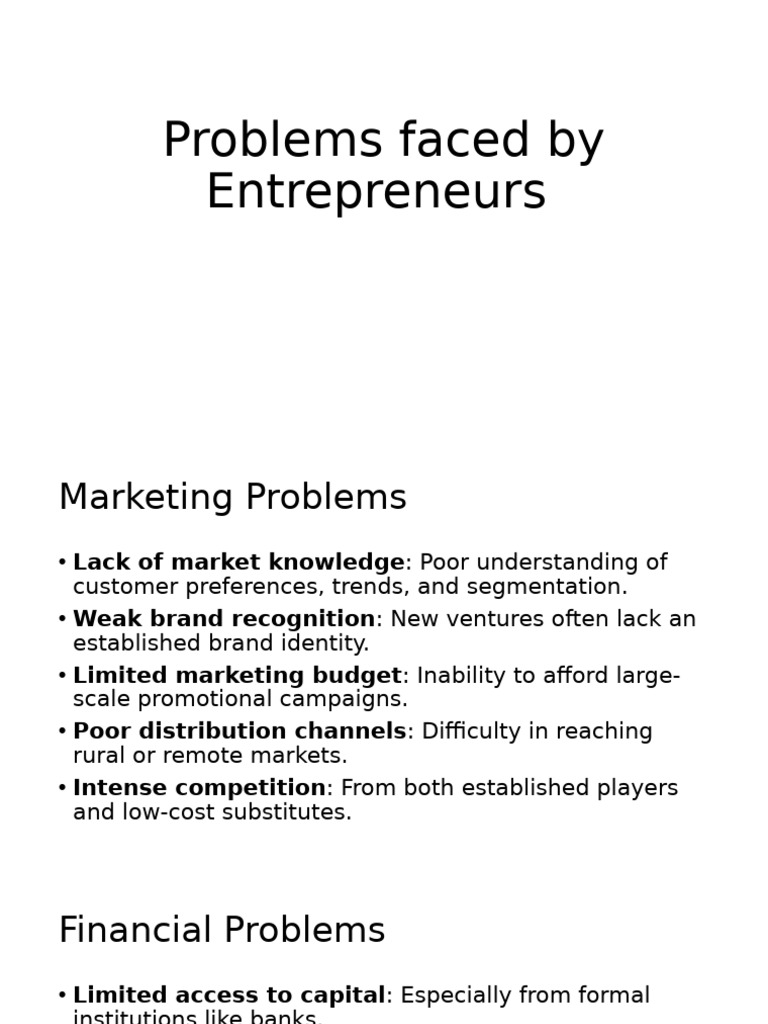 Problems Faced by Entrepreneur | PDF | Startup Company | Small Business ...
