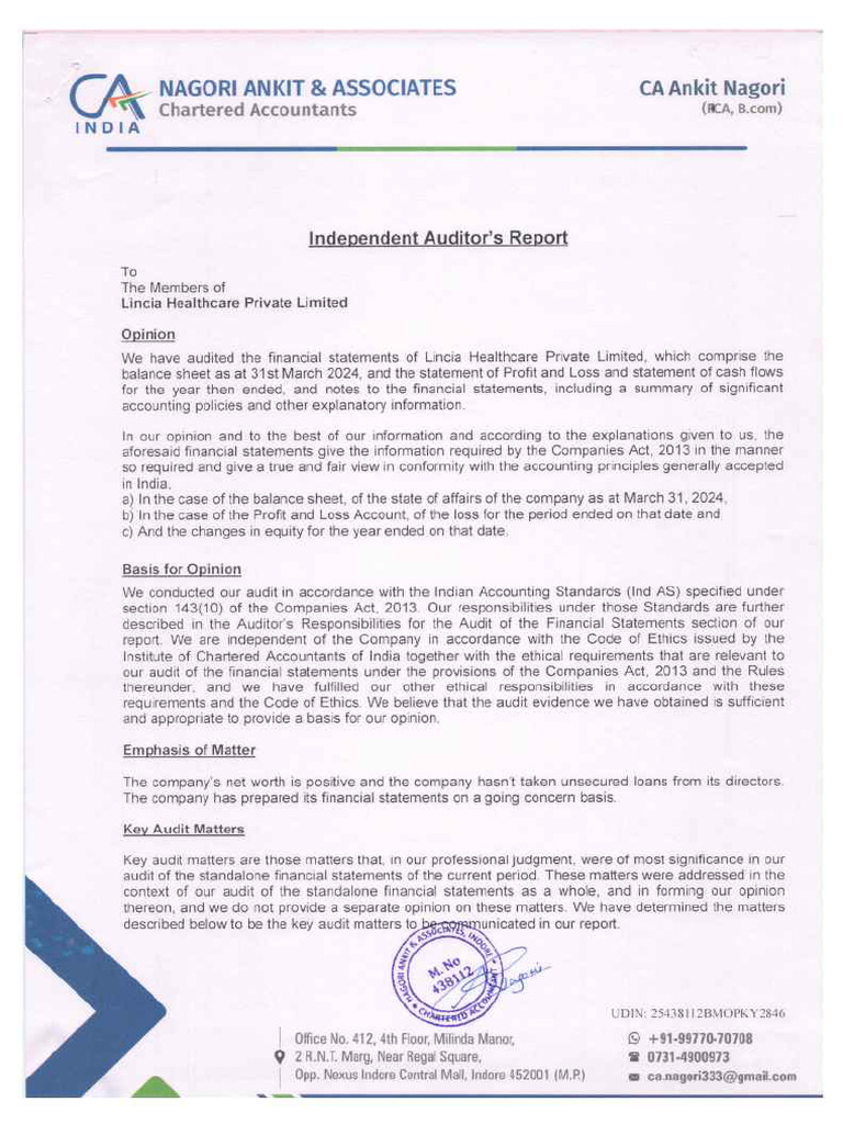 Independent Audit Report F.Y.2023-24 Scan | PDF