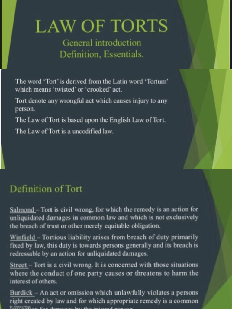 Law of Torts Introduction | PDF