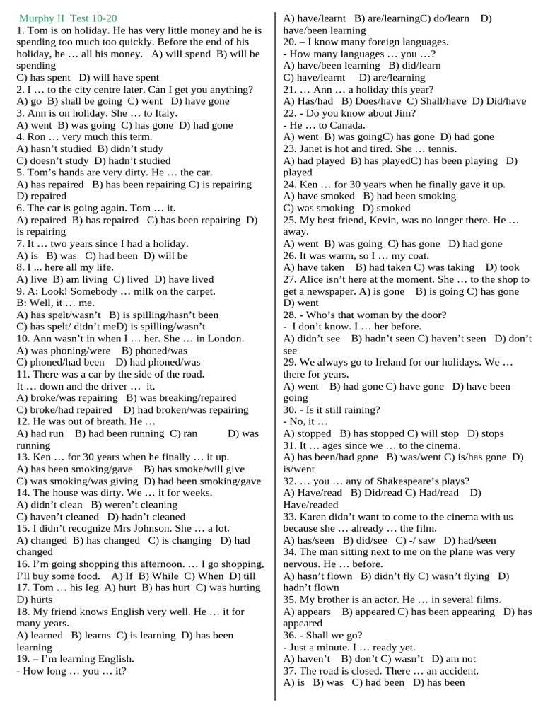 Murphy II Test: English Tenses | PDF