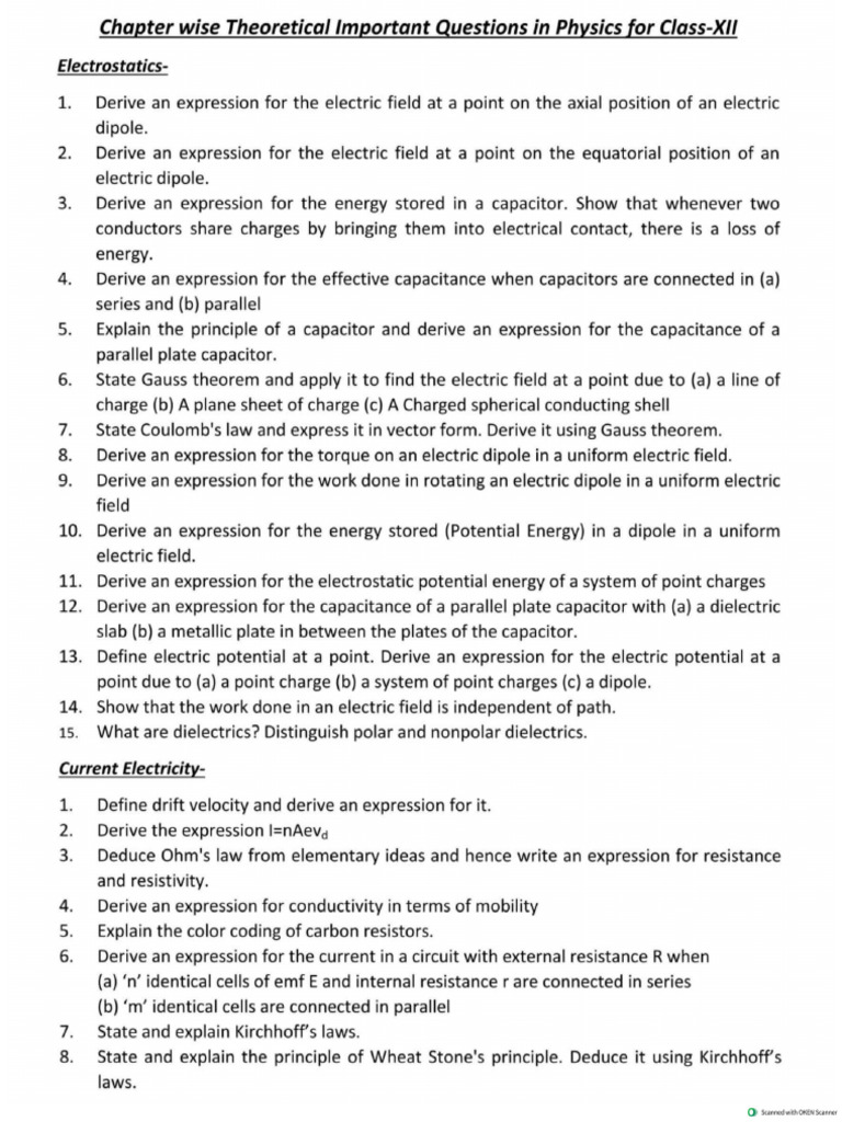 12th Physics Important Questions | PDF