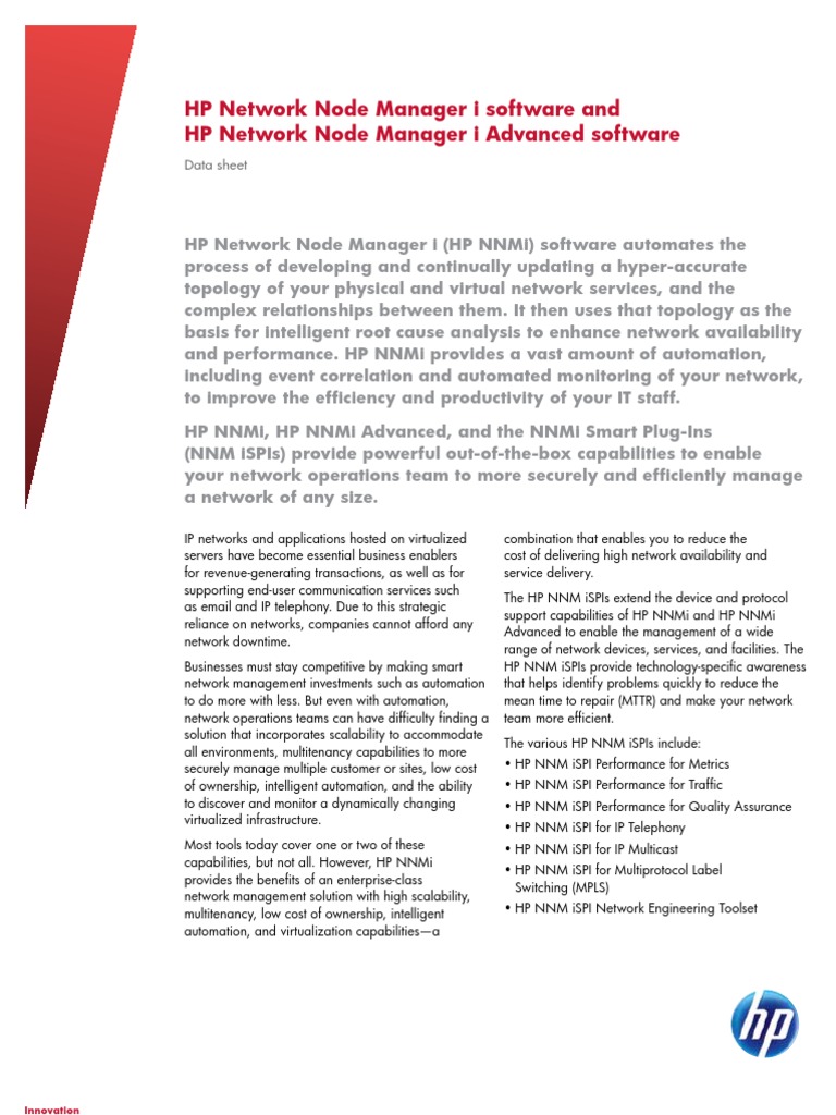 HP Network Node Manager I Software and HP Network Node Manager I Advanced Software | PDF ...