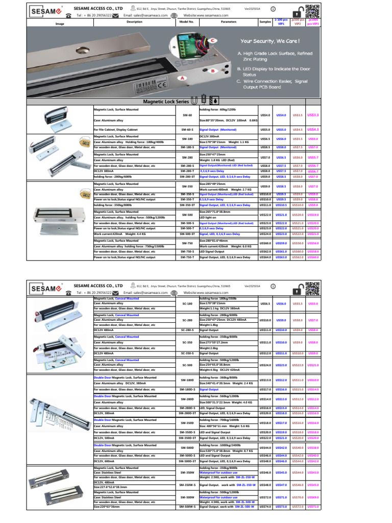 Electronic & Magnetic Locks, Power Supply-SESAME-202501A | PDF | Door ...