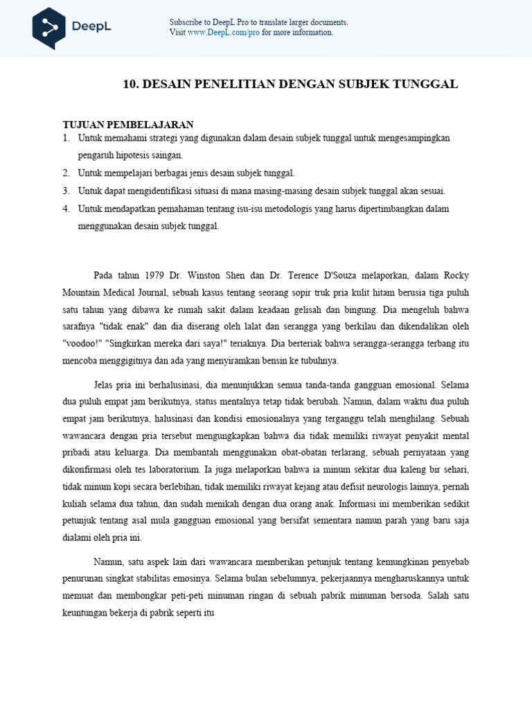 Desain Penelitian Subjek Tunggal dalam Psikologi | PDF