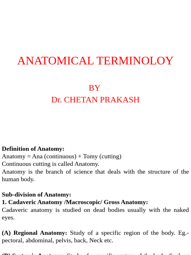 Anatomical Terminoloy 14-04-2020 | PDF
