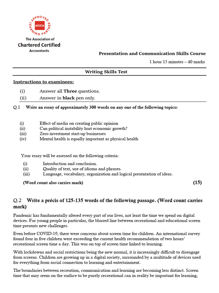 Presentation Skills Course Assessment Guide | PDF | Learning ...