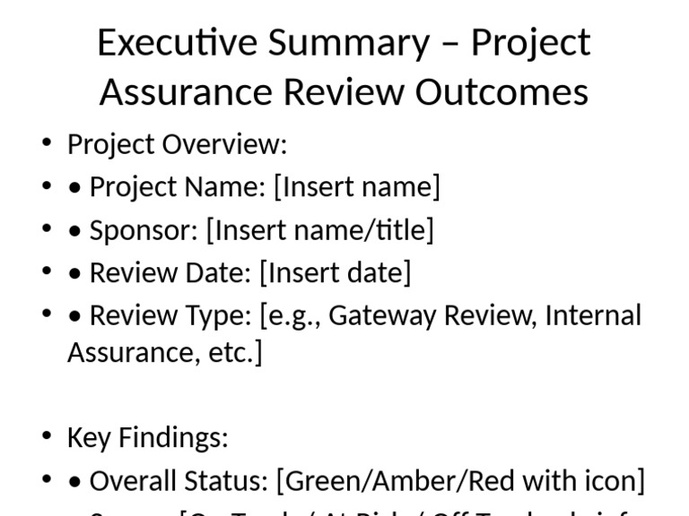 Executive Summary Project Assurance | PDF