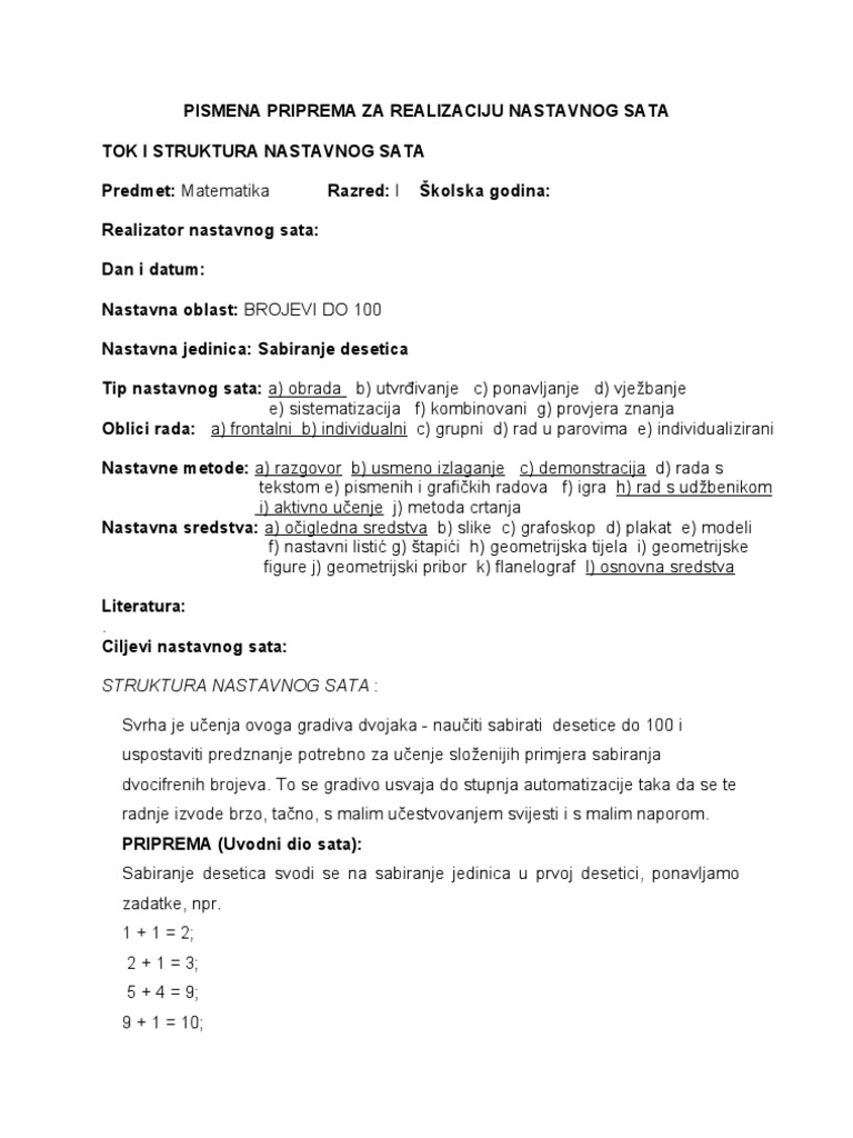 Sabiranje Brojeva Do 100 - II Razred | PDF