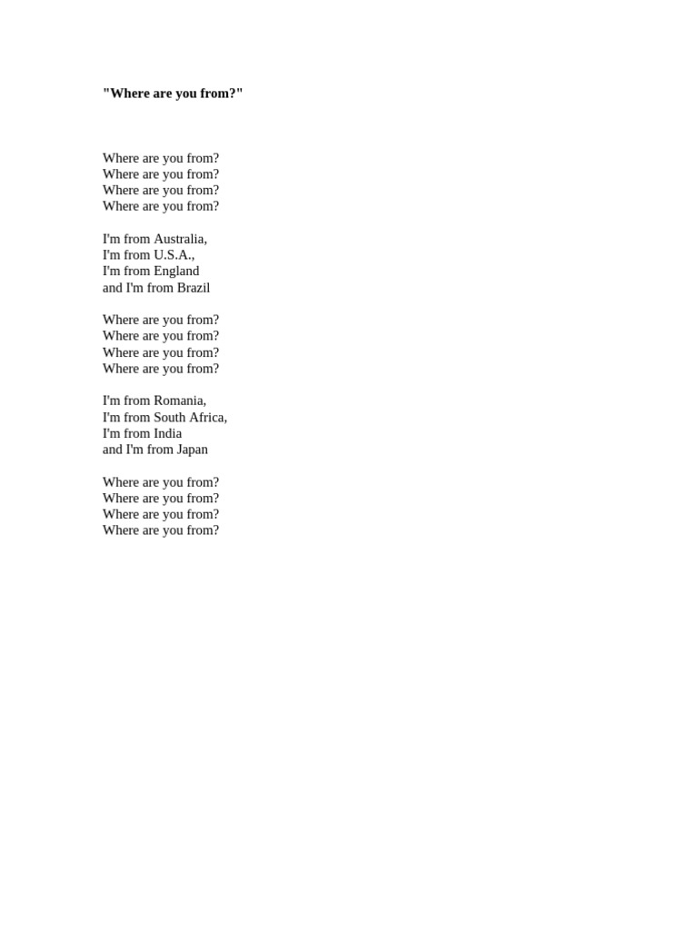 Where Are You From | PDF
