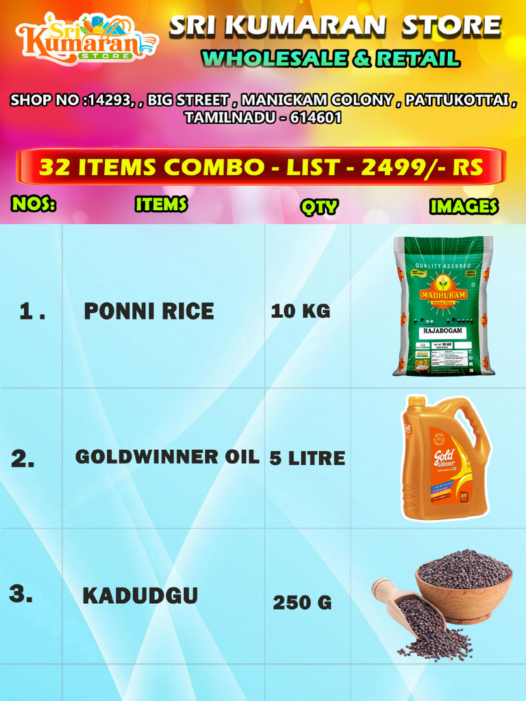32 Items Grocery Combo Pack List | PDF
