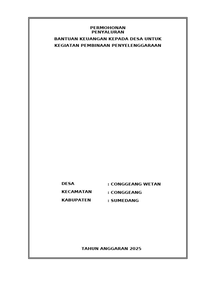 Cover Permohonan Desa Conggeang Wetan | PDF