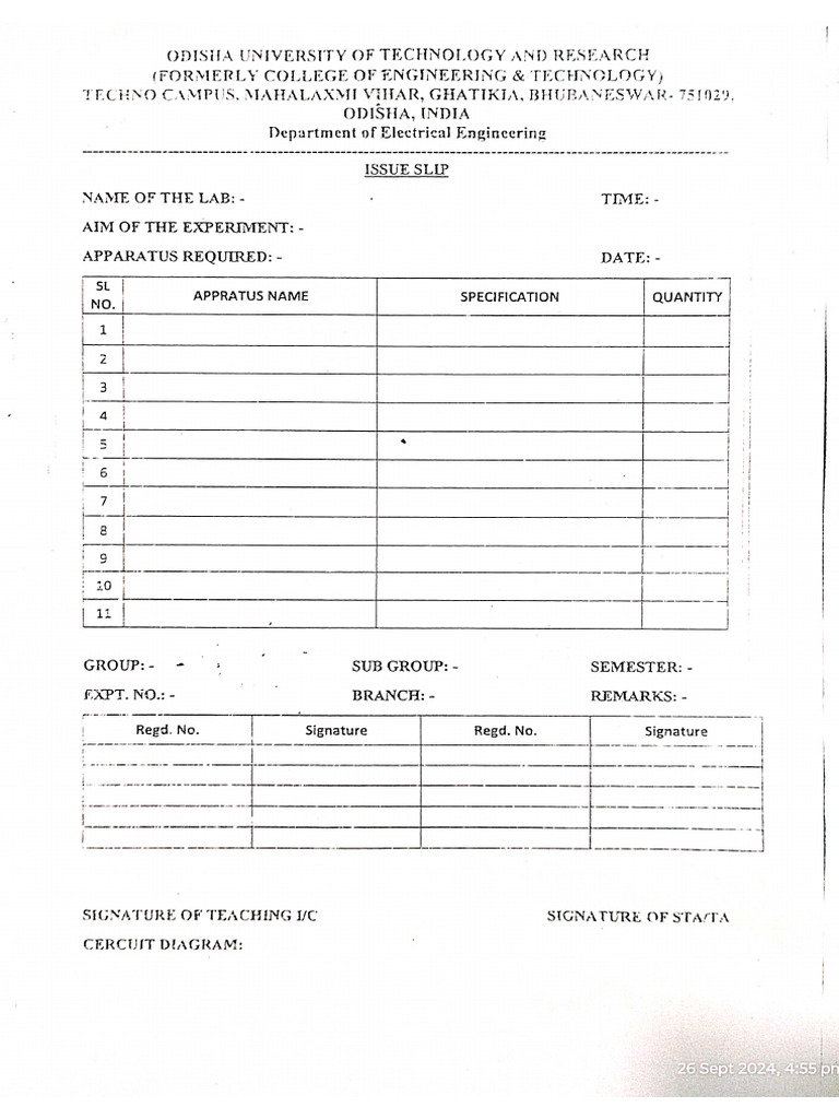 Issue Slip EE | PDF
